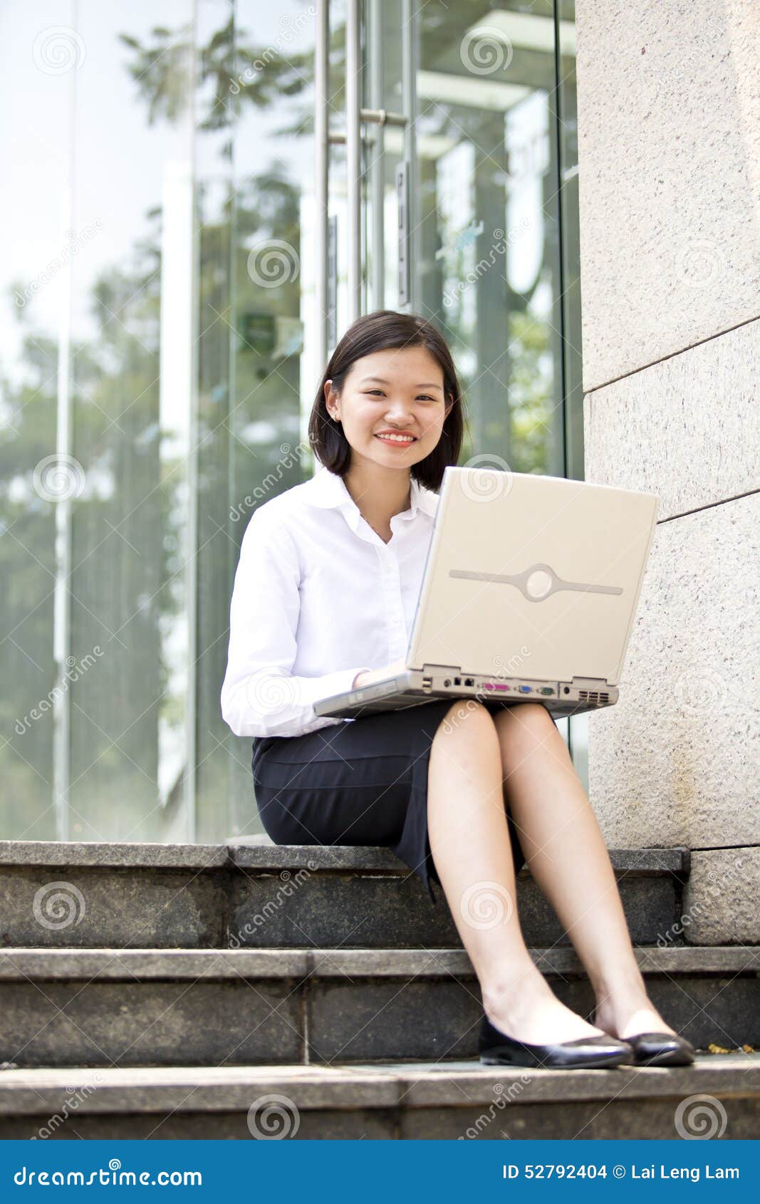 Young Asian Female Executive Using Laptop Stock Photo - Image of ...