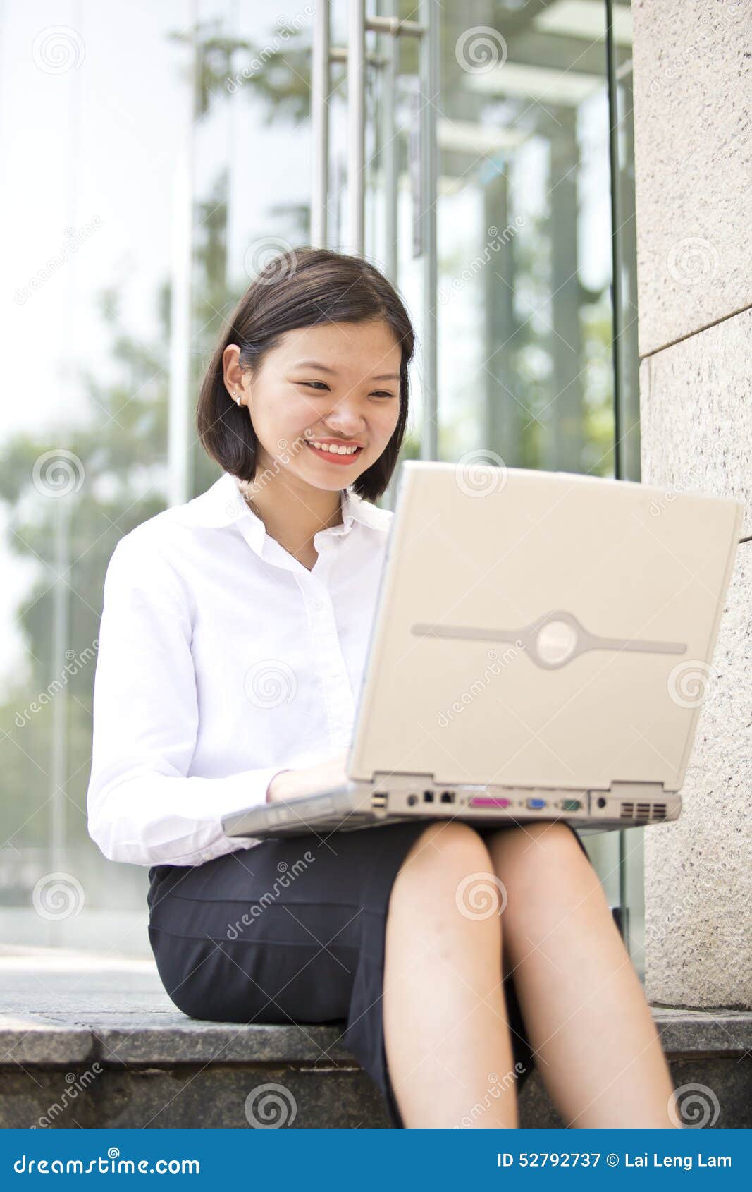 Young Asian Female Executive Using Laptop Stock Image - Image of deal ...