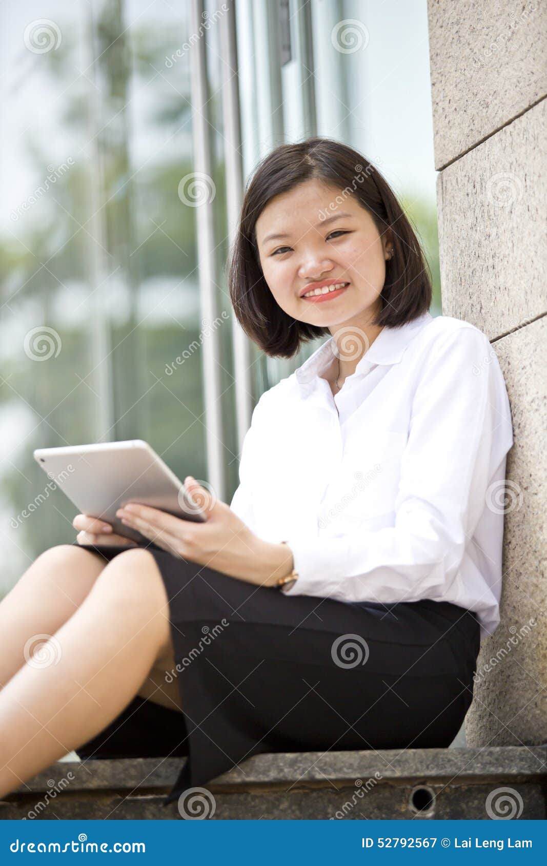 Young Asian Female Executive Using Tablet Stock Image - Image of asia ...