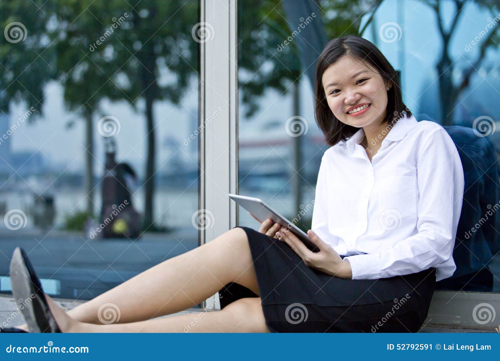 Young Asian Female Executive Using Tablet Stock Image - Image of ...