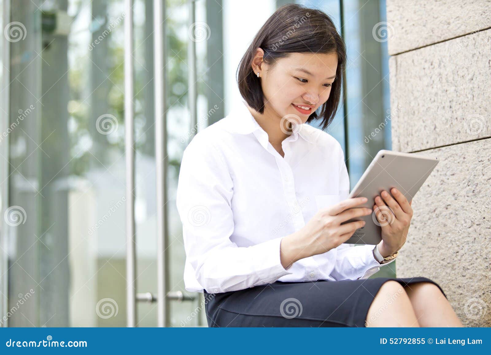 Young Asian Female Executive Using Tablet Stock Image - Image of ...