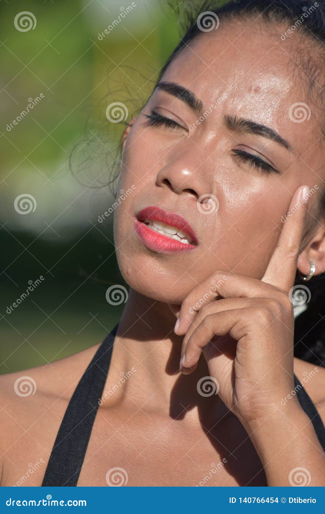 Young Asian Female Thinking Stock Photo - Image of pondering, think ...