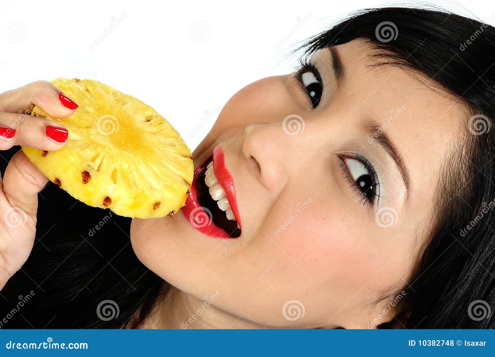 Young Asian Girl Eating Pineapple Stock Photo - Image of asian ...