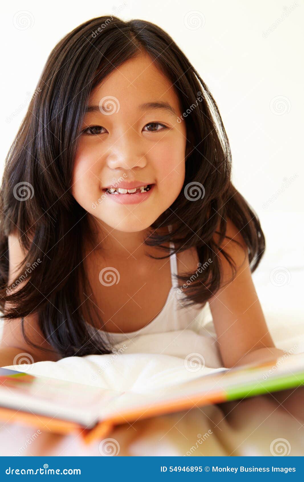 Young Asian Girl Reading Book Stock Image - Image of learning ...