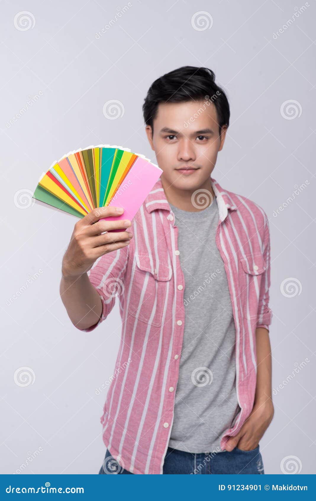 Young Asian Graphic Designer Holding Color Palette Stock Image - Image ...
