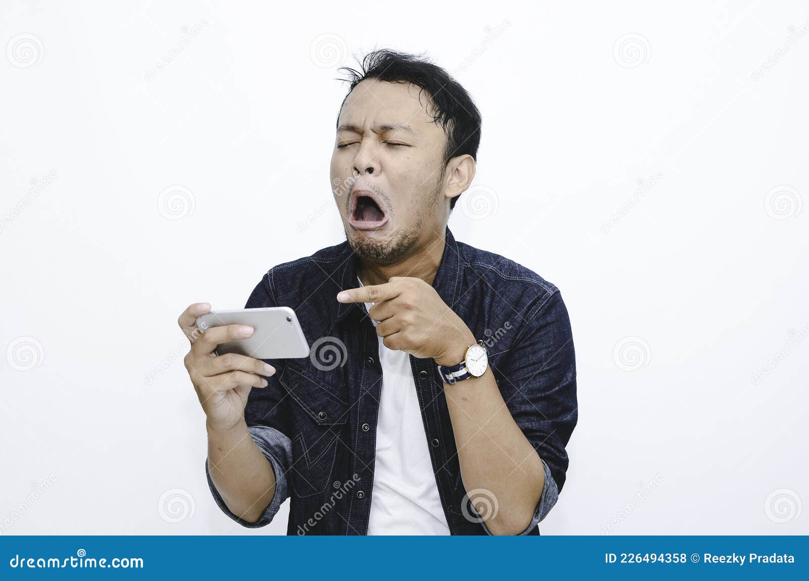 Young Asian Man Cry and Sad when Looking on the Smartphone Stock Photo ...