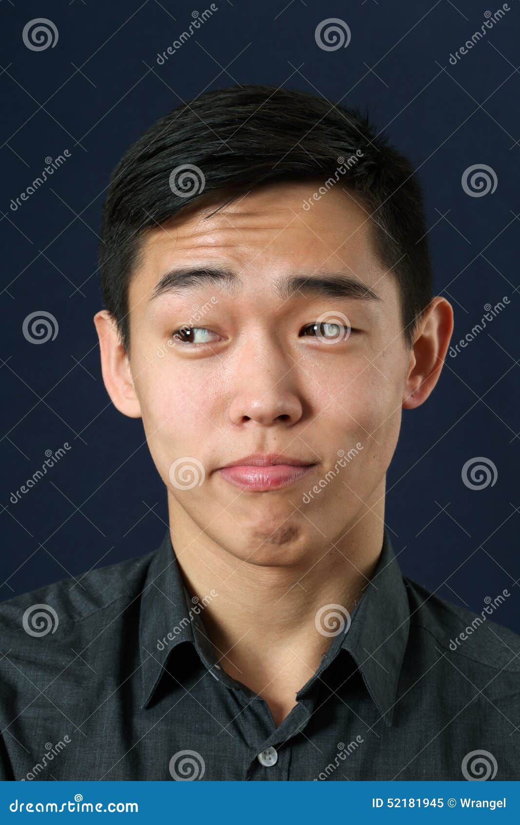 Young Asian Man Rising Eyebrows Stock Image - Image of headshot, face ...