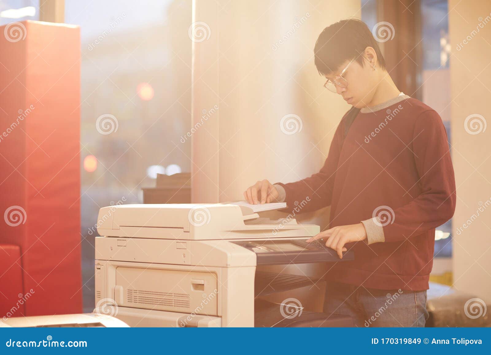 Man using copy machine stock image. Image of working - 170319849