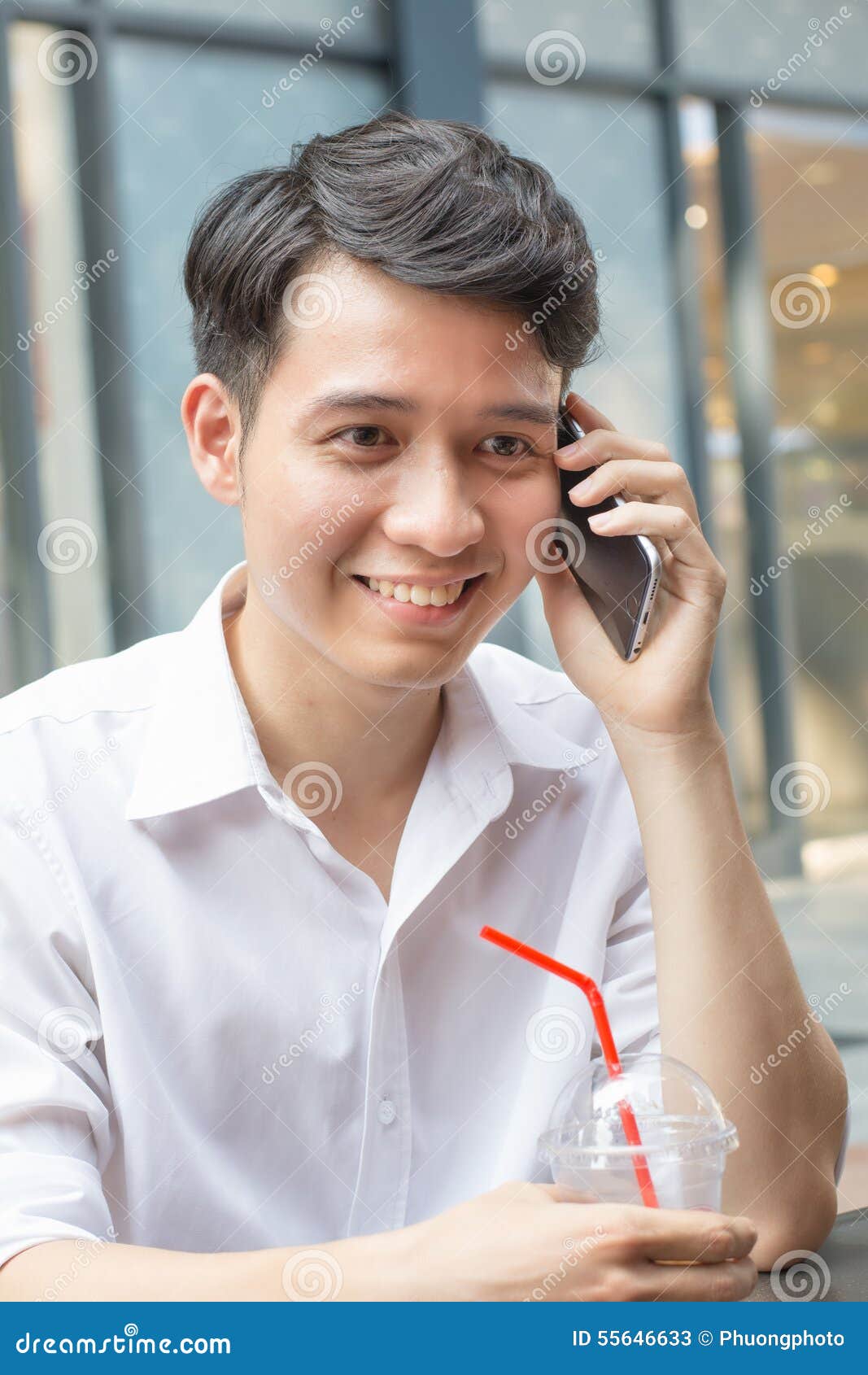Young Asian Man Talking on the Phone Stock Image - Image of occupation ...