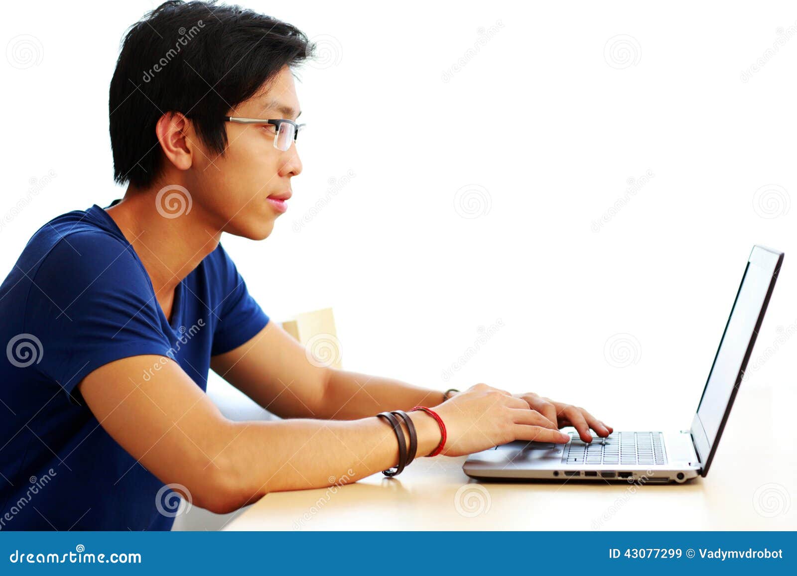 Young Asian Man Using Laptop Stock Image - Image of portrait, internet ...