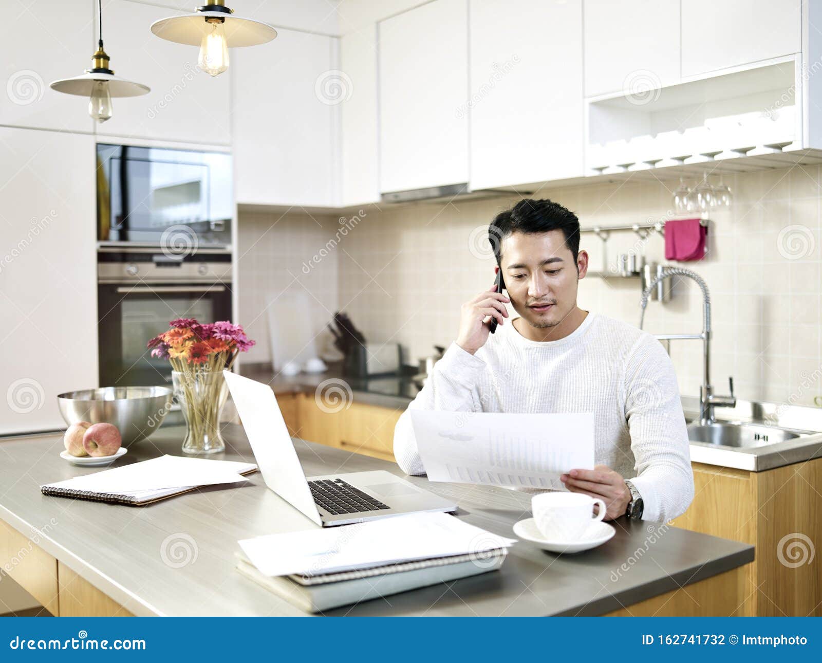 Young Asian Man Working from Home Stock Photo - Image of client, asian ...