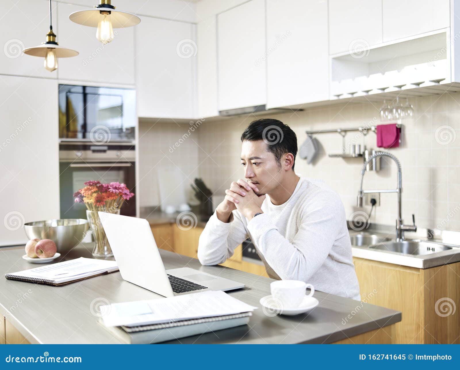 Young Asian Man Working from Home Stock Image - Image of business ...