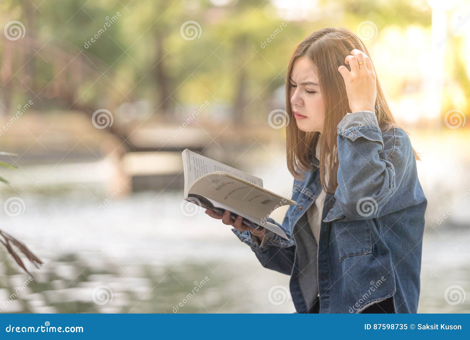 Young Asian Reading with Stress Stock Image - Image of concept, mental ...