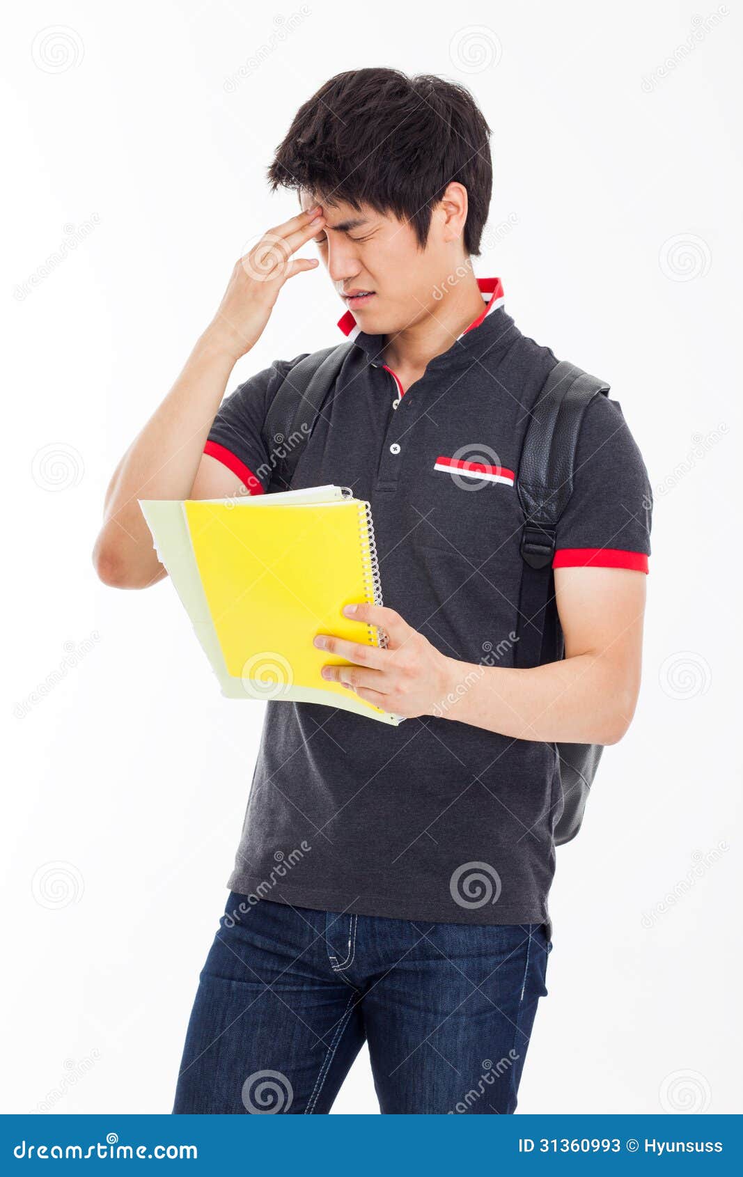 Young Asian Student Having a Stress Stock Image - Image of expression ...