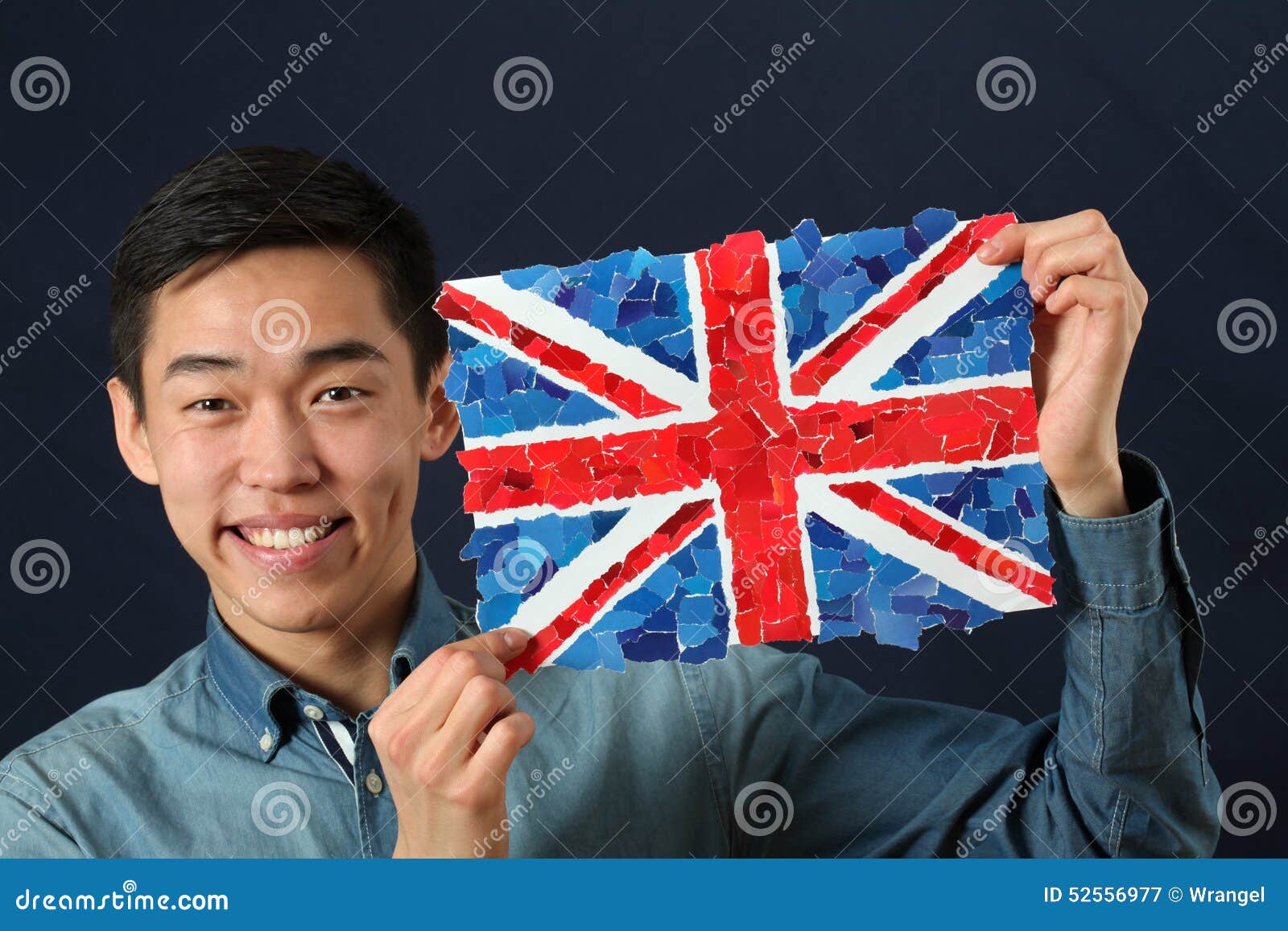 Young Asian Student Showing UK National Flag Stock Image - Image of ...