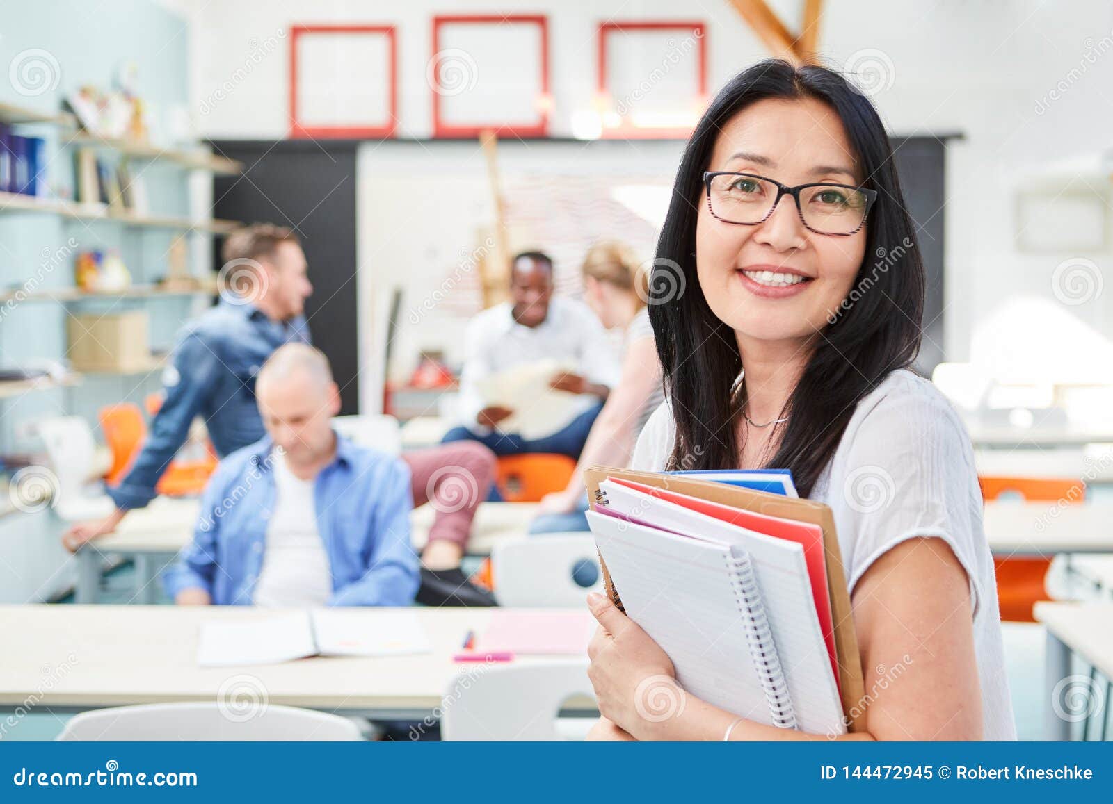 Young Asian Woman As a Lecturer with Documents Stock Image - Image of ...