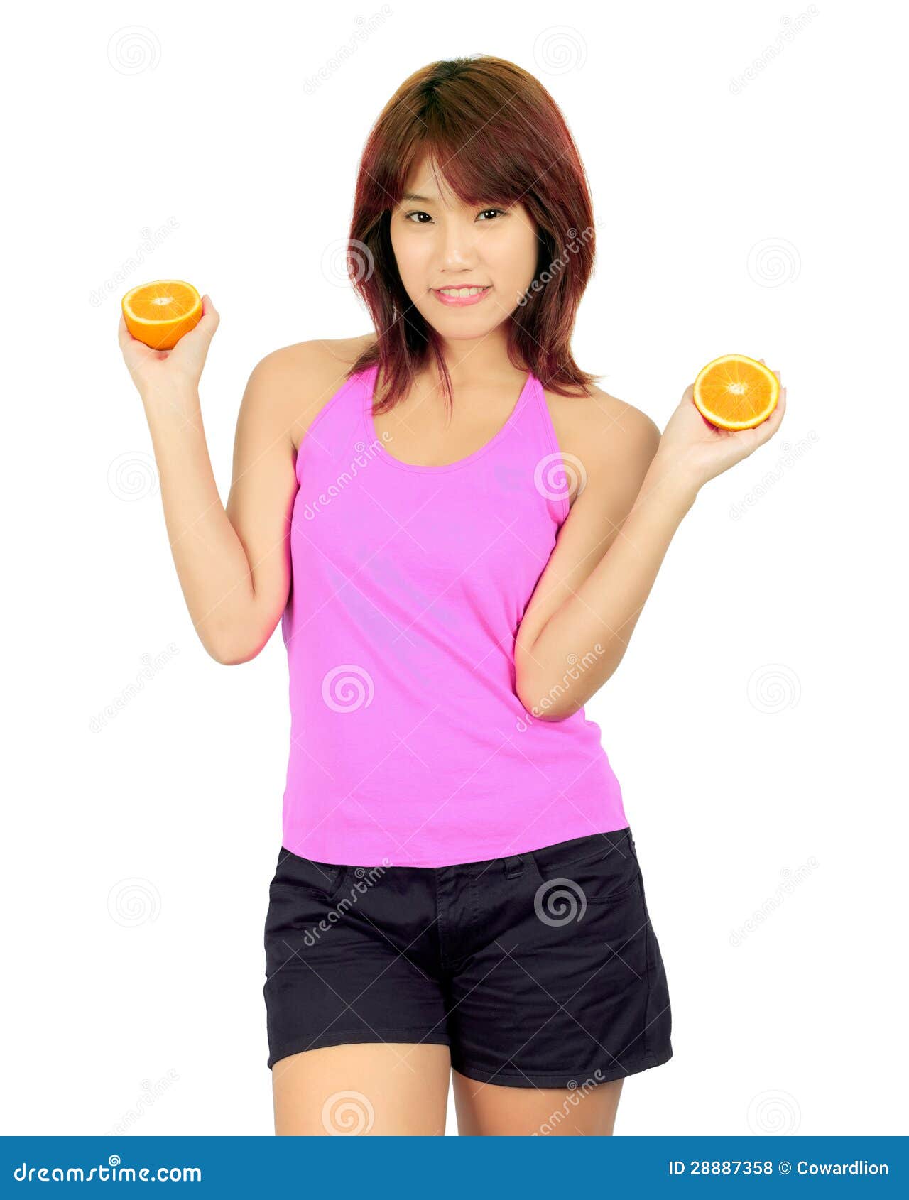 Young Asian Woman with Chopped Orange Stock Photo - Image of thai ...