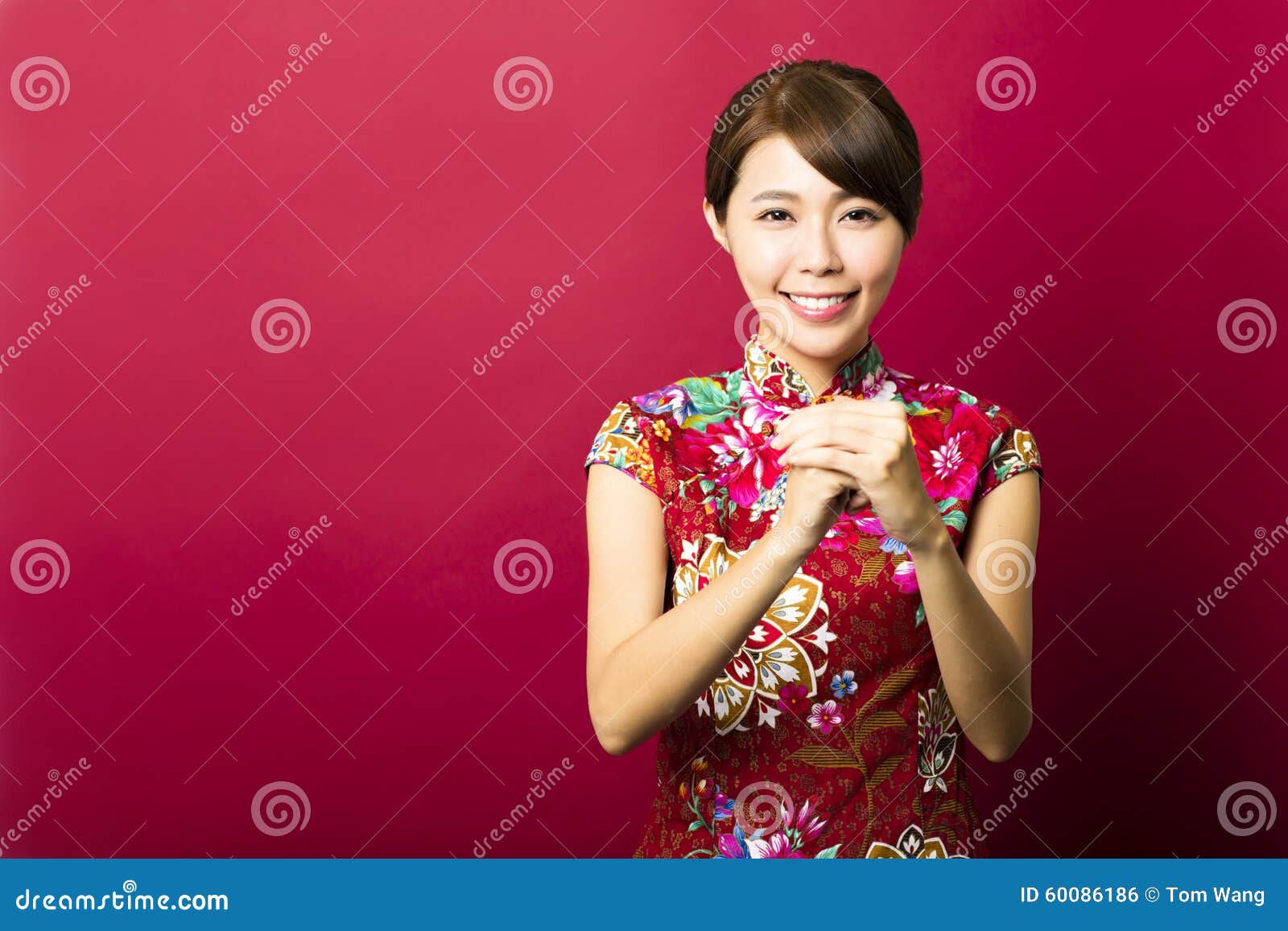 Young Asian Woman with Congratulation Gesture Stock Photo - Image of ...