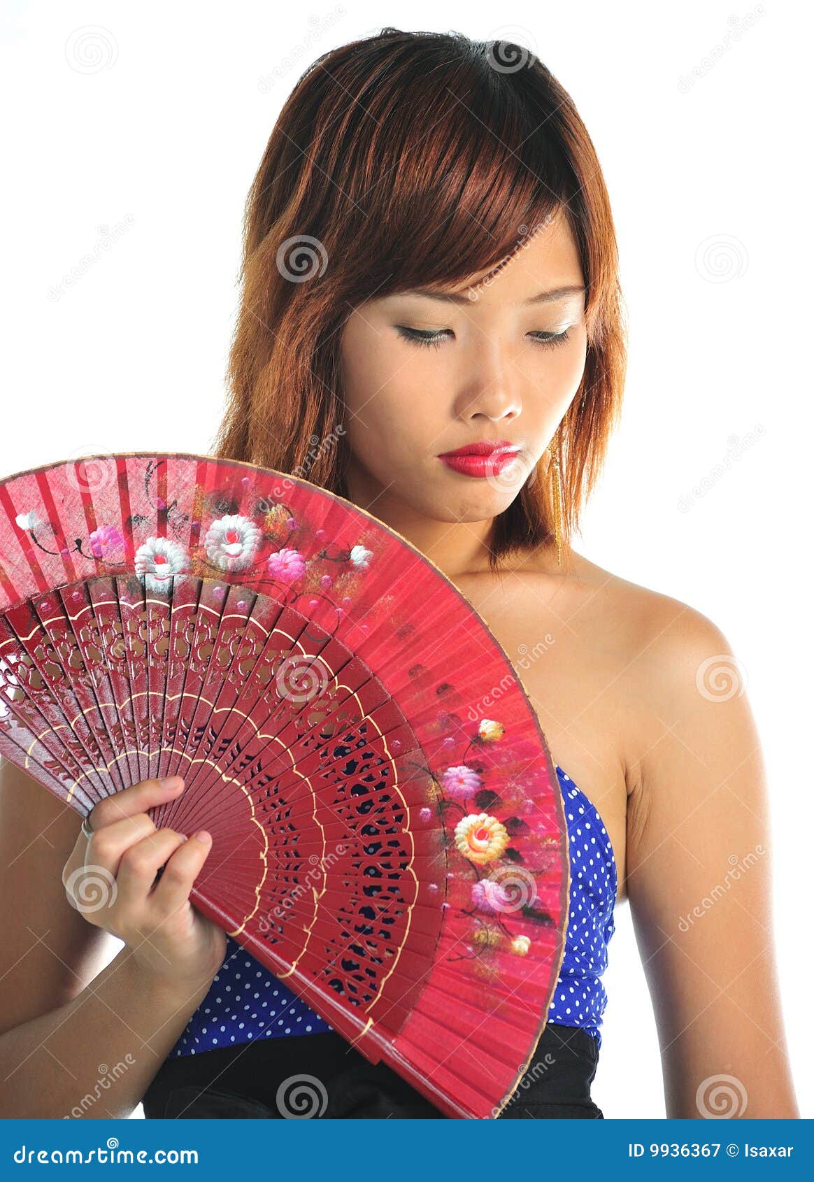 Young Asian Woman with a Fan Stock Image - Image of person, face: 9936367