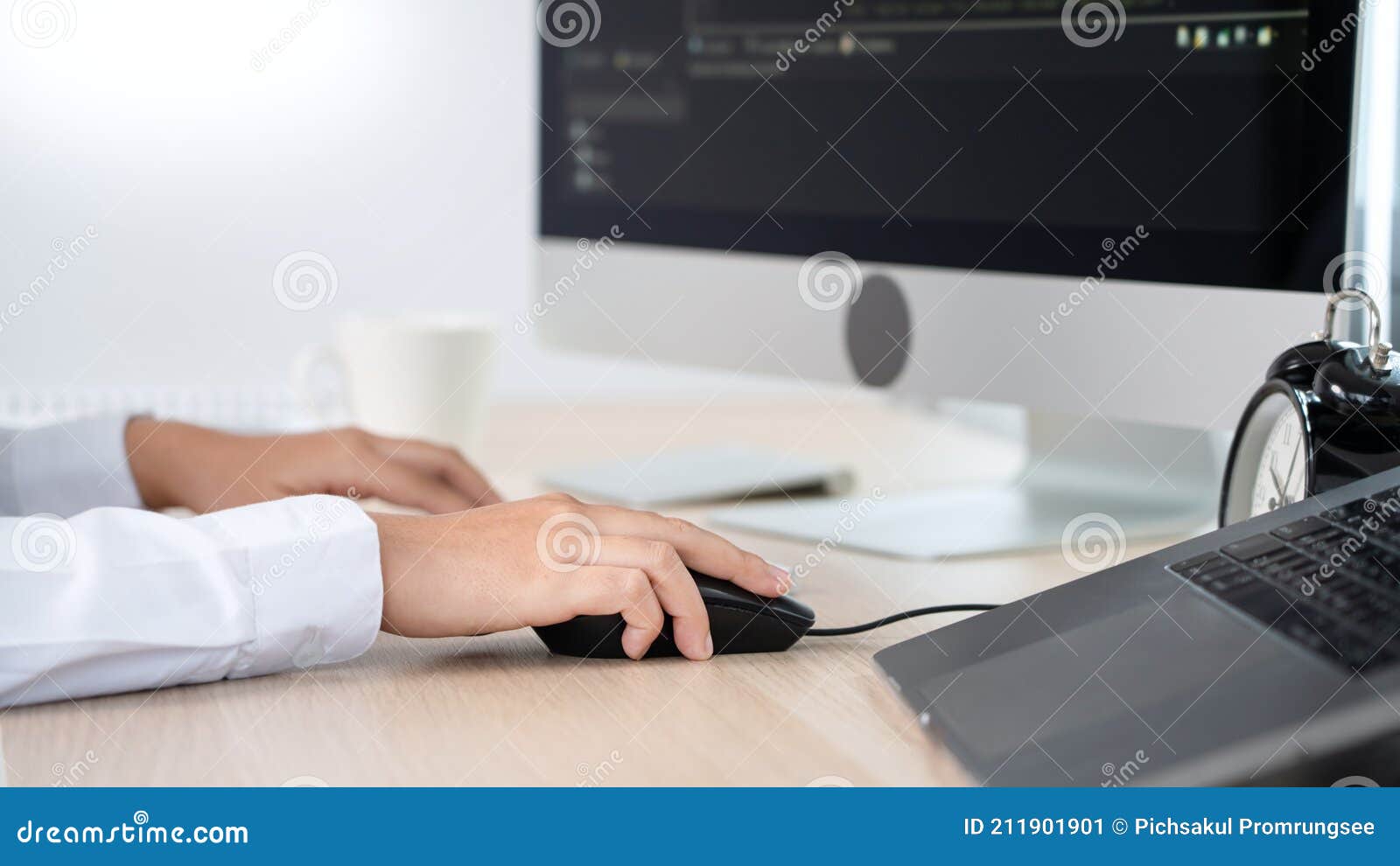 Young Asian Woman Programmer Typing Code Working with Computer at Table ... Young Asian Woman Programmer Typing Code Working with Computer at Table ...