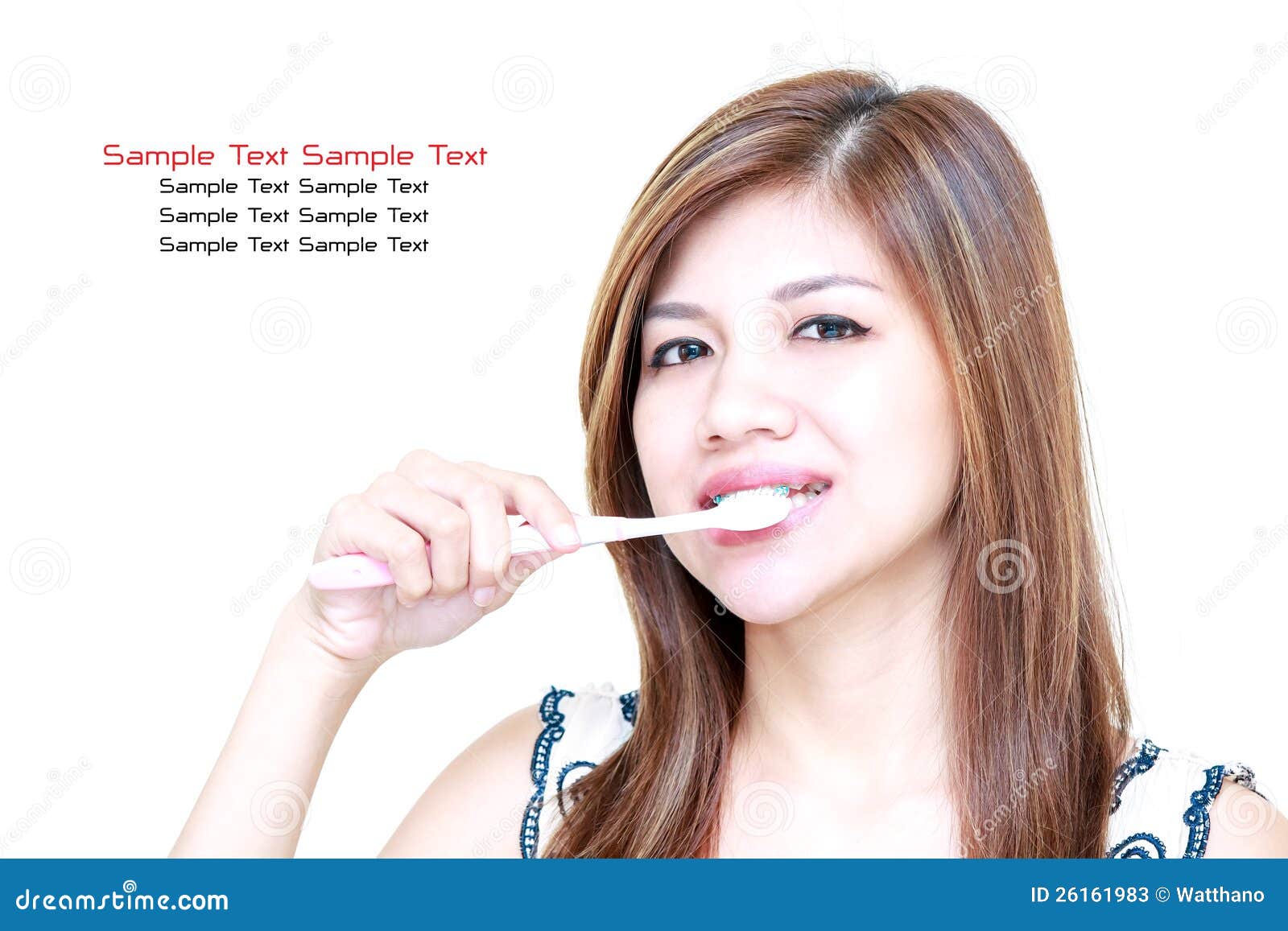 Young Asian Woman Smiling and Brushing Her Teeth Stock Image - Image of ...