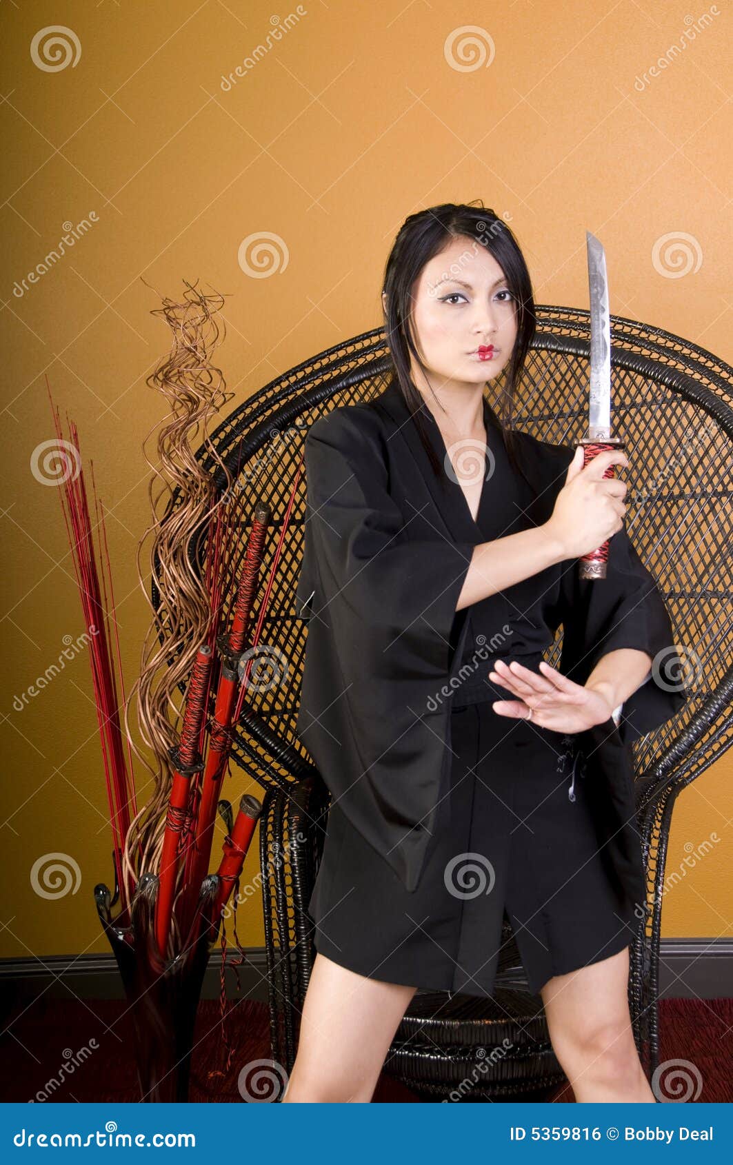 Young Asian Woman Standing with Sword Stock Photo - Image of young ...