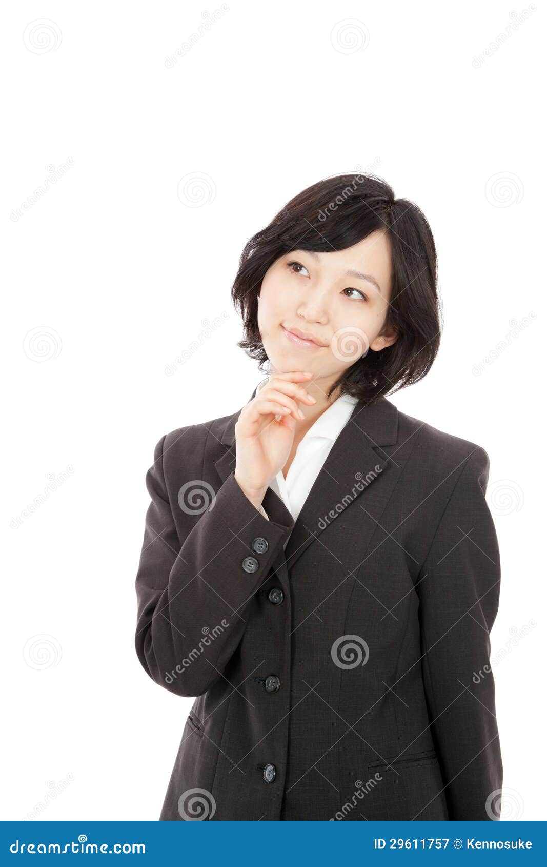 Young asian woman think stock image. Image of employees - 29611757
