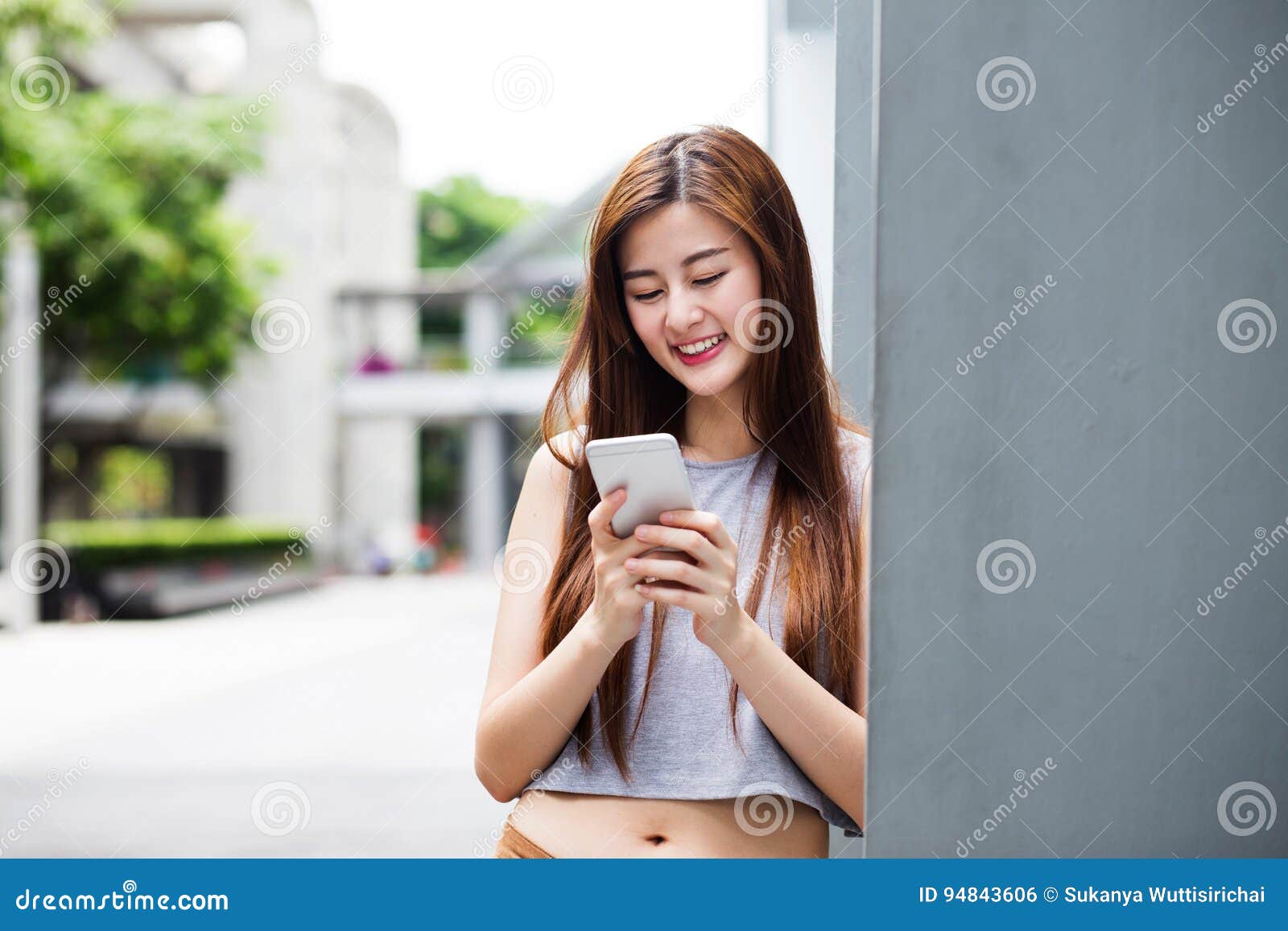 Young Asian Woman Use Smartphone Stock Photo - Image of portrait, adult ...