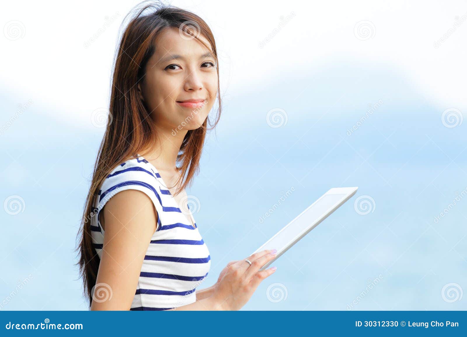 Young Woman Use Tablet Computer Stock Photo - Image of enjoy, race ...