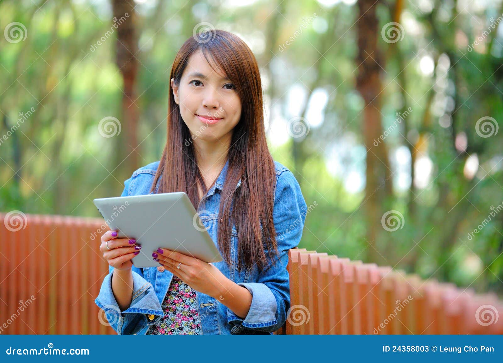 Young Asian Woman Use Tablet Pc Stock Image - Image of adult, internet ...