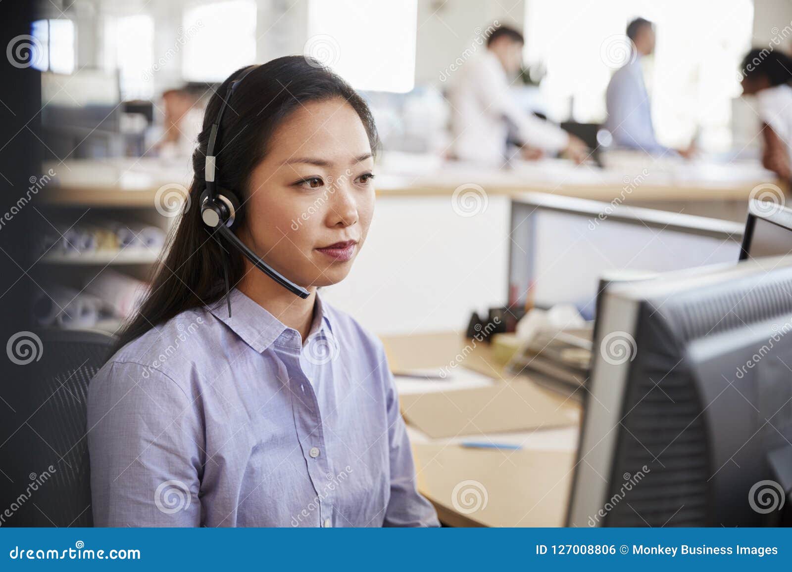 Young Asian Woman Working in a Call Centre Stock Photo - Image of happy ...