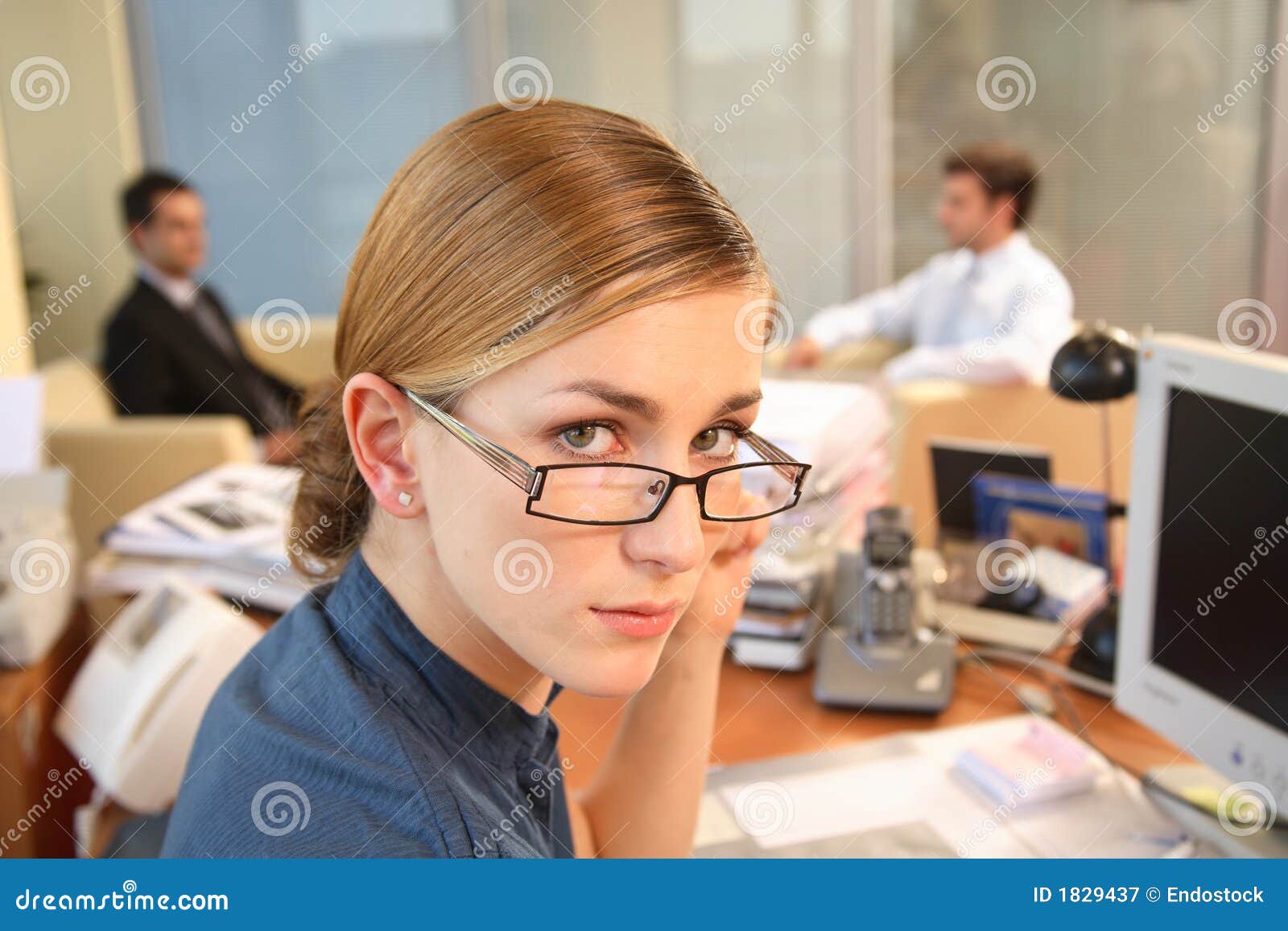 Young Assistant in Her Office Potrait Stock Image - Image of center ...
