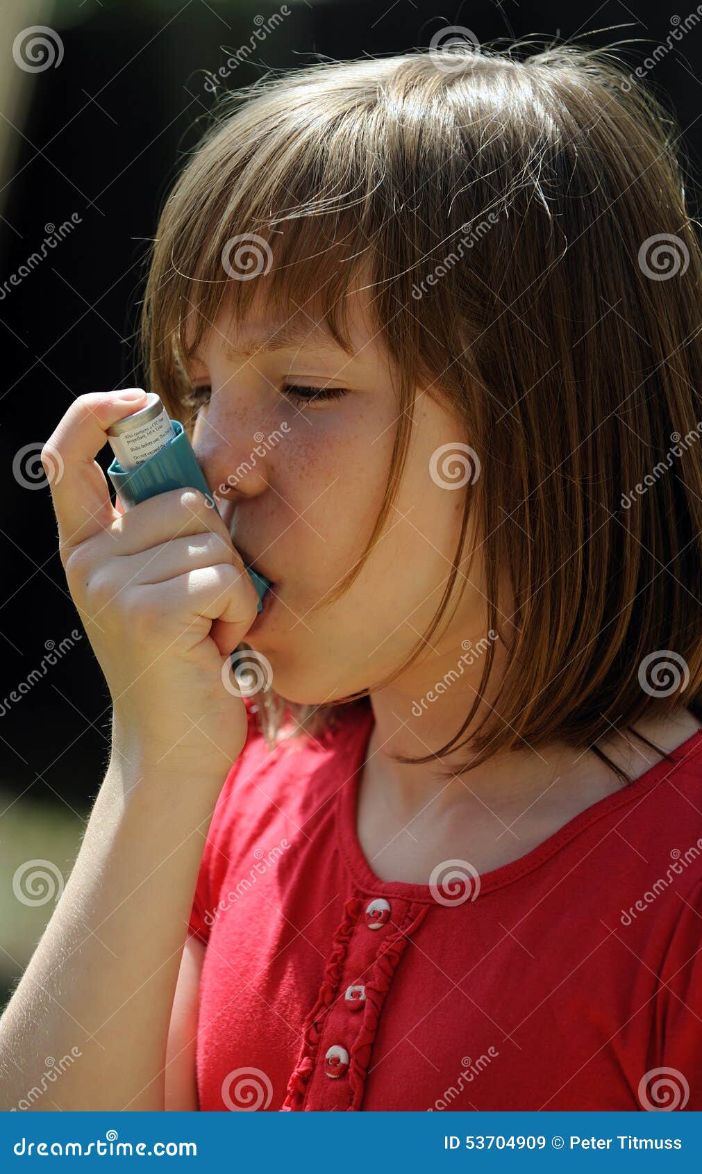 Young Asthma Patient Using an Inhaler Stock Image - Image of youngster ...