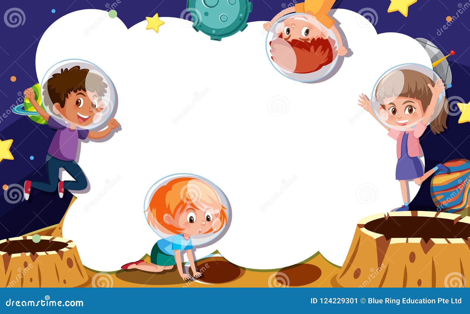 Young Astronaut Frame Concept Stock Vector - Illustration of moon ...