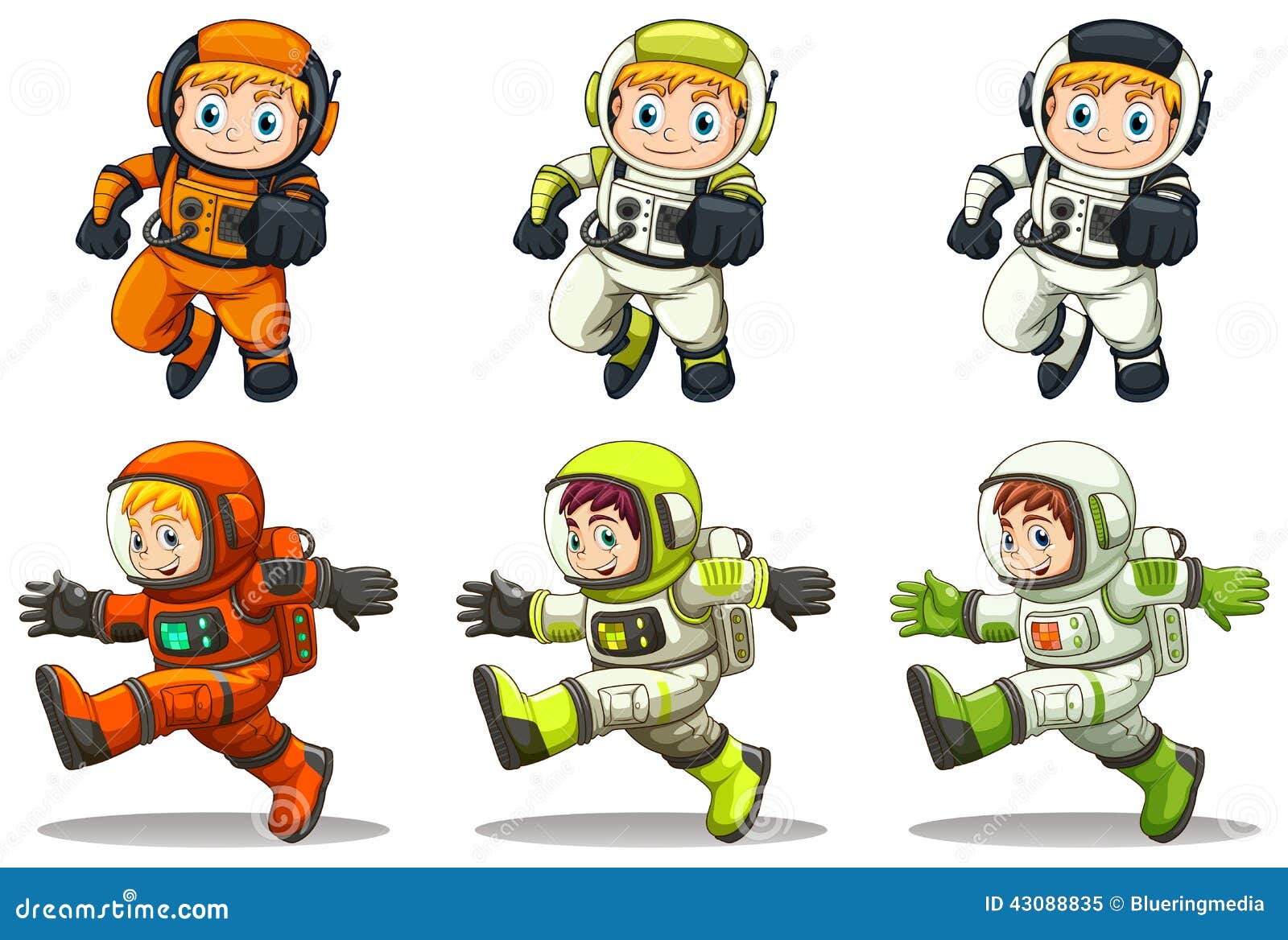 Young Astronauts Conquer Space. Boy And Girl, Children Fly In Outer ...