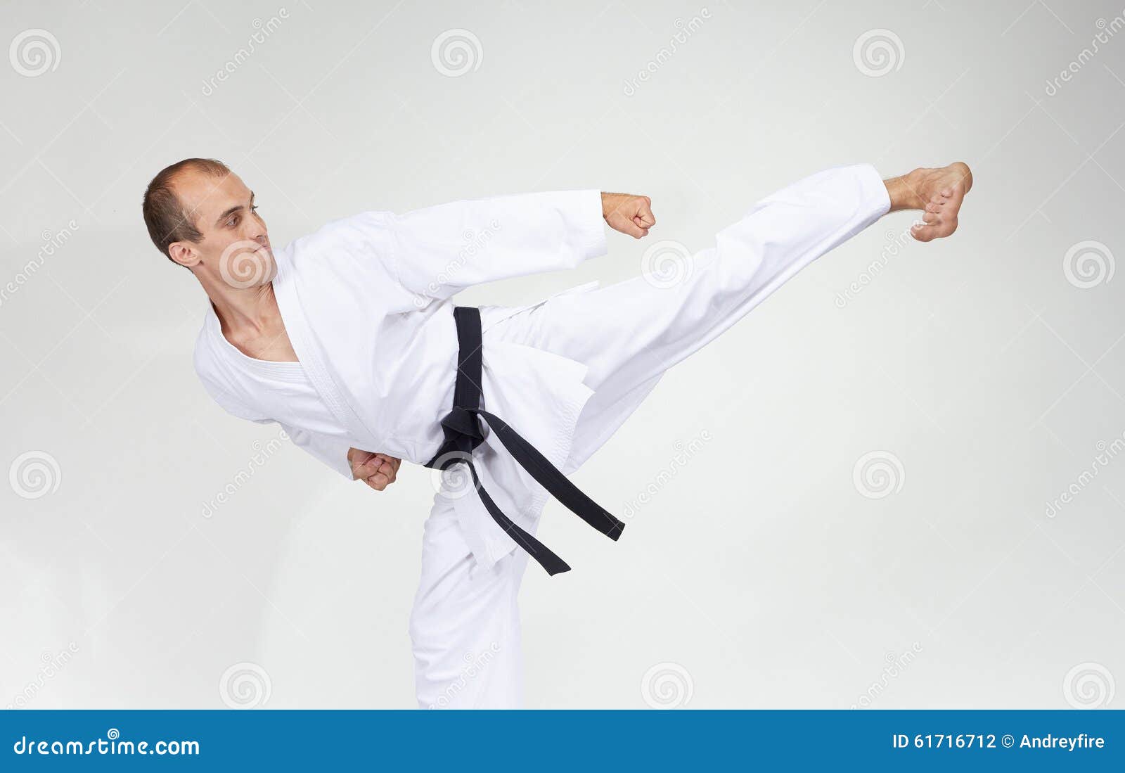 Young Athlete Beats Kick Yoko Geri Stock Photo - Image of style, black ...