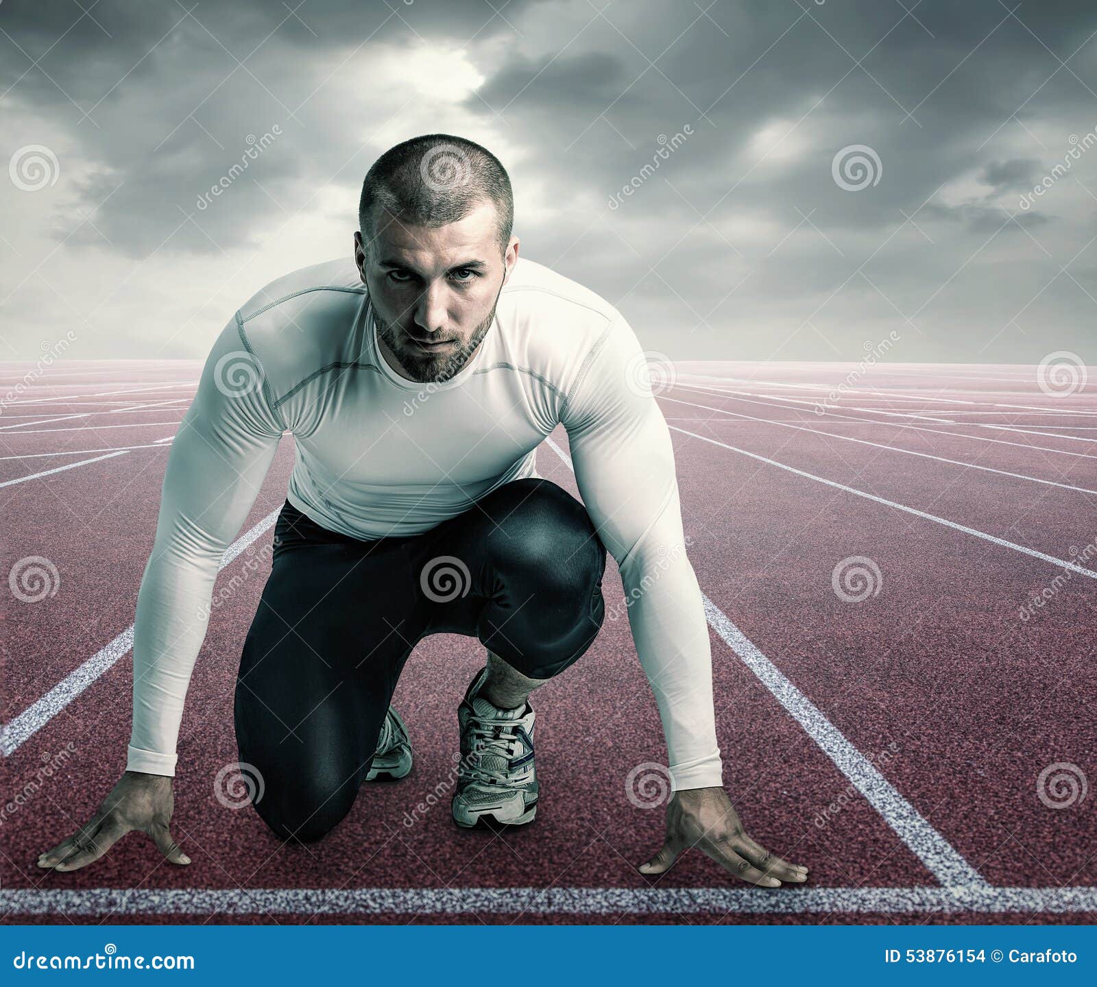Young Athlete in Starting Position Stock Photo - Image of looking ...