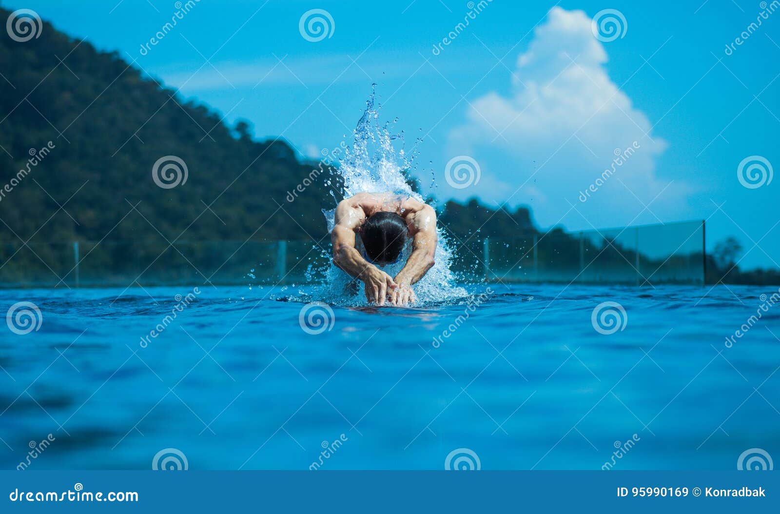 Young Athlete Swimming in the Ocean Stock Image - Image of holiday ...