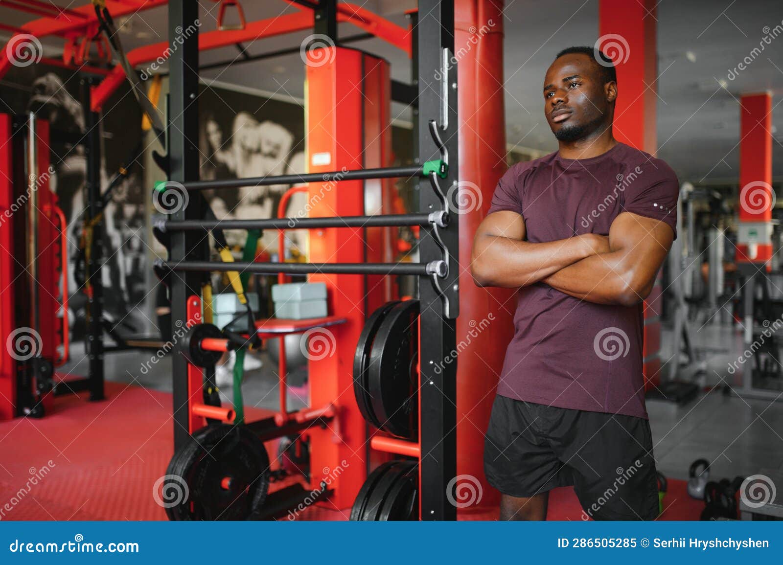 Young Athletic African American Man in the Gym Stock Image - Image of ...