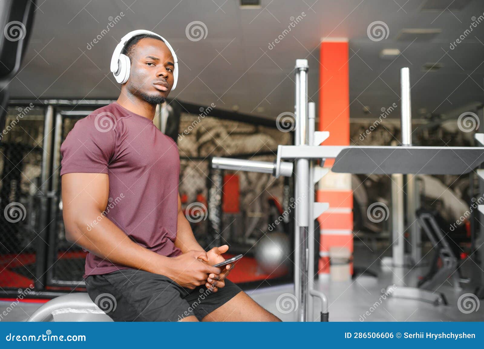 Young Athletic African American Man in the Gym Stock Photo - Image of ...