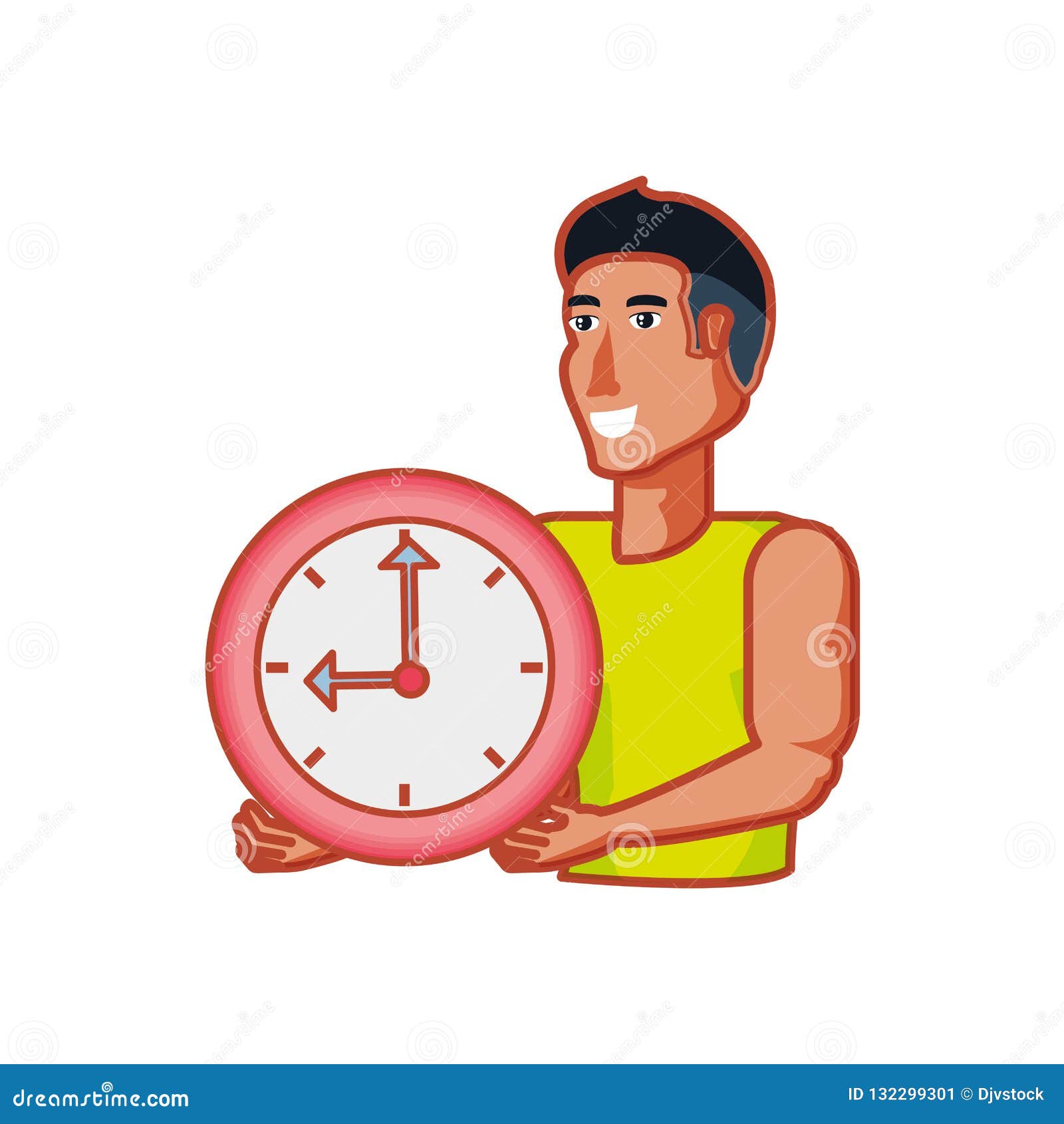 Young Athletic Man with Clock Stock Vector - Illustration of muscles ...