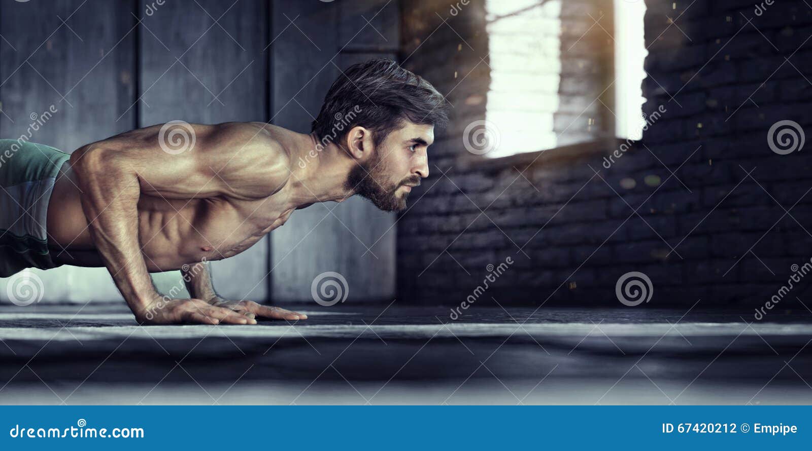 Young Athletic Man Doing Push-ups. Stock Photo - Image of male, lying ...