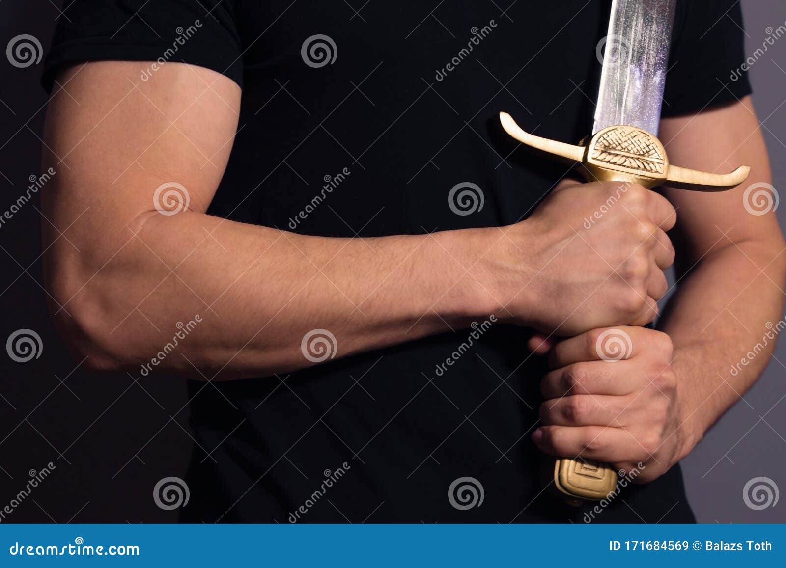 Young Athletic Man Holding His Sword Stock Image - Image of creed ...