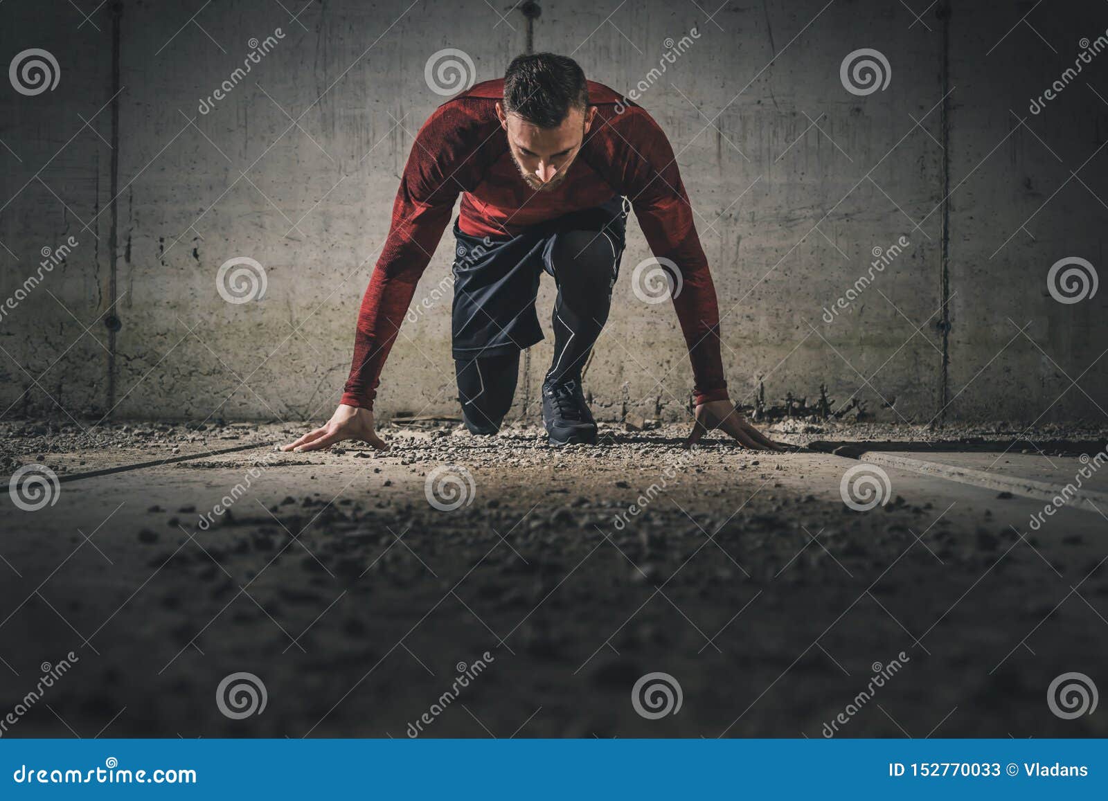 Athlete in a Low Start Pose, Starting a Race Stock Image - Image of ...