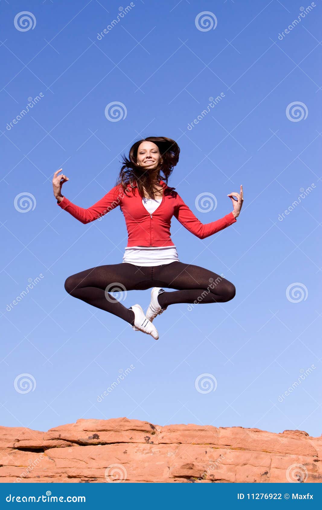 Young Athletic Woman Jumping Stock Photo - Image of jumping, beautiful ...