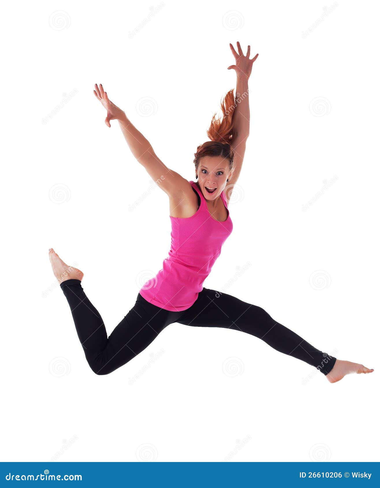 Young Athletic Woman Run in Air Isolated Stock Photo - Image of healthy ...