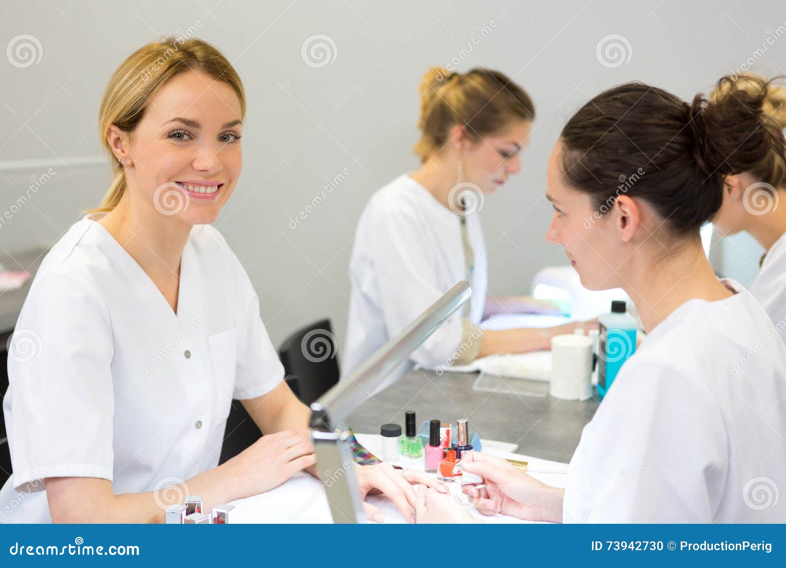 Young Attractive Beautician Students Practising during Courses Stock ...