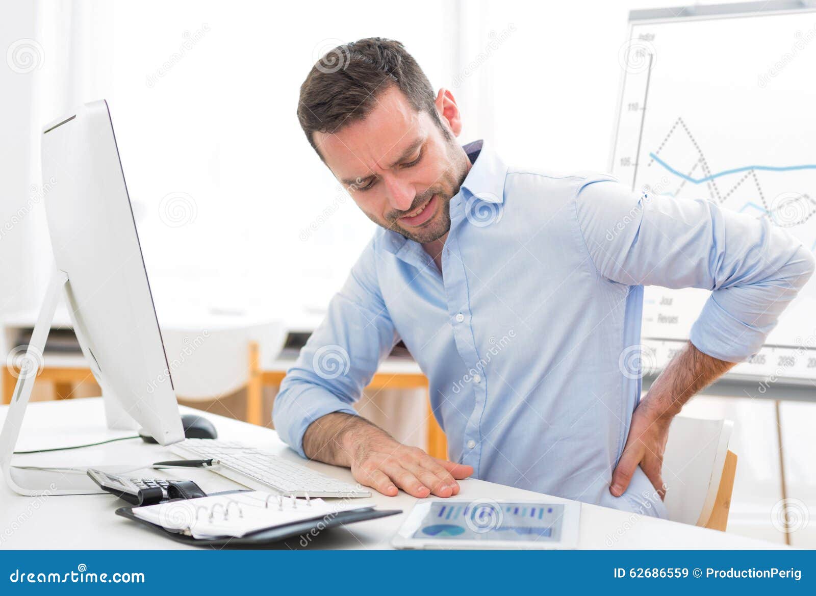 Young Attractive Business Got Backache because of Burn Out Stock Image ...