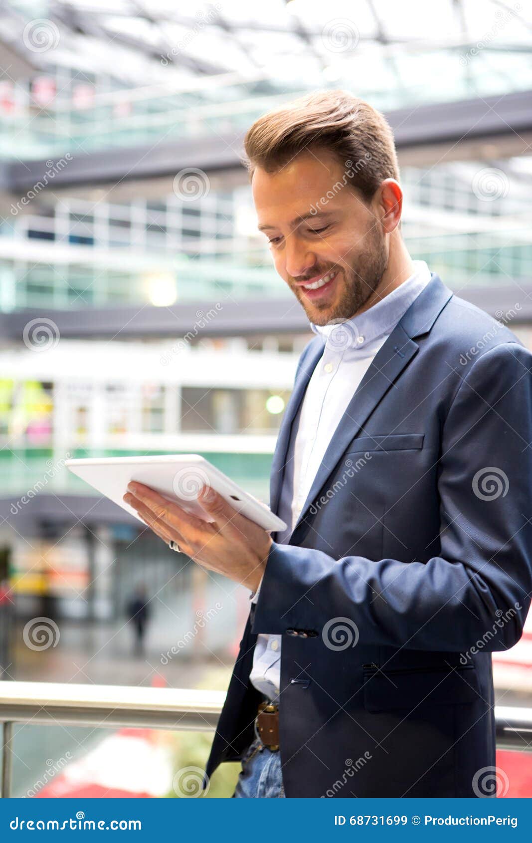 Young Attractive Business Man Using Tablet Stock Image - Image of ...