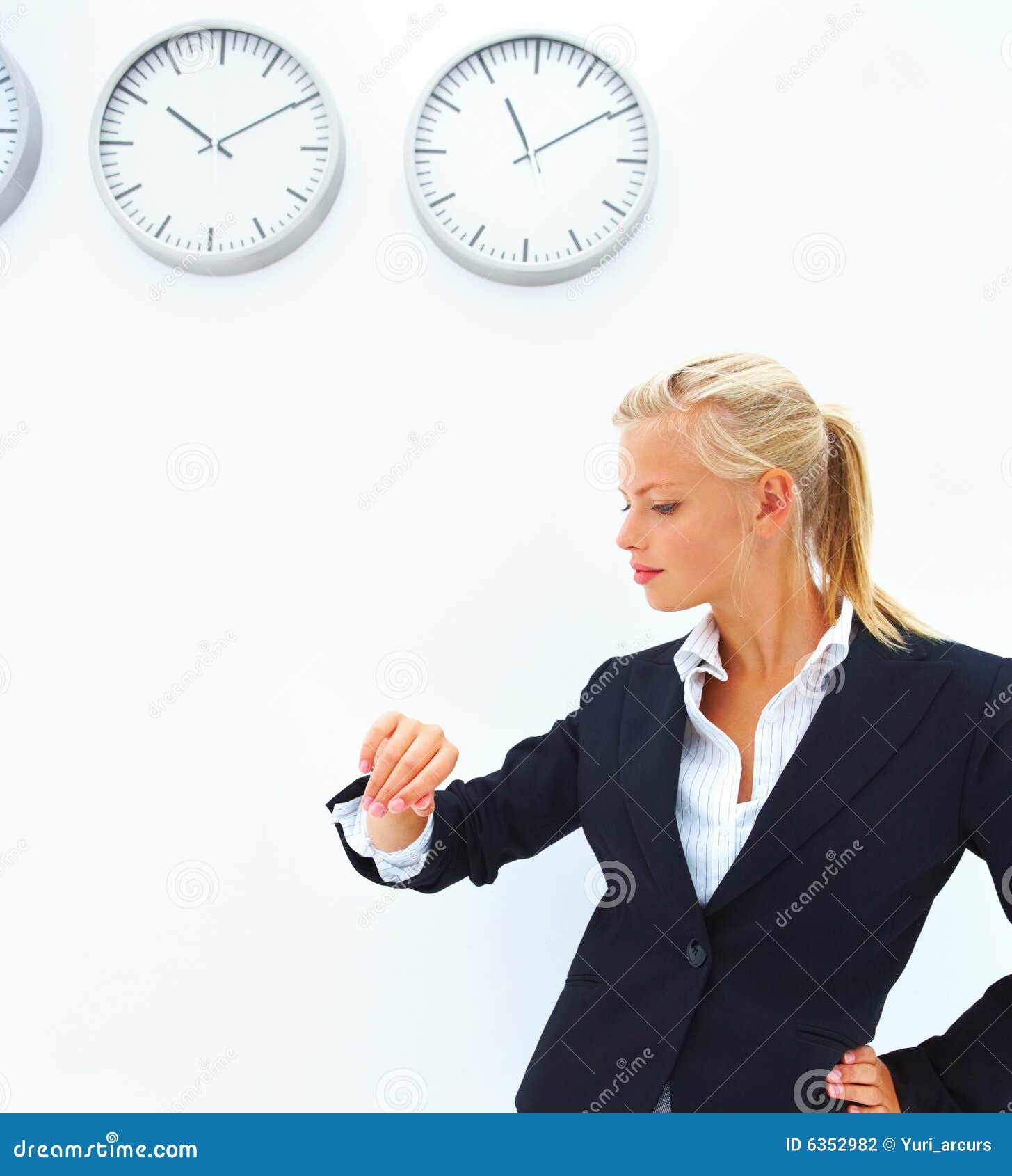 Young Attractive Business Woman Checking Time Stock Photo - Image of ...